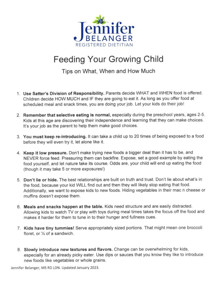 Picky Eating Handouts - Jen Belanger Nutrition