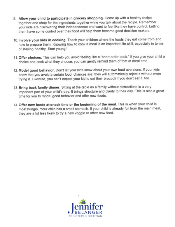 Picky Eating Handouts - Jen Belanger Nutrition